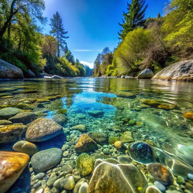 Clear Streambed with Pebbles Underwater Stock Illustration ...