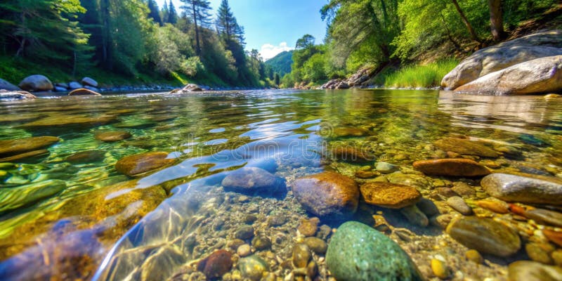 Clear Streambed with Pebbles Underwater Stock Illustration ...