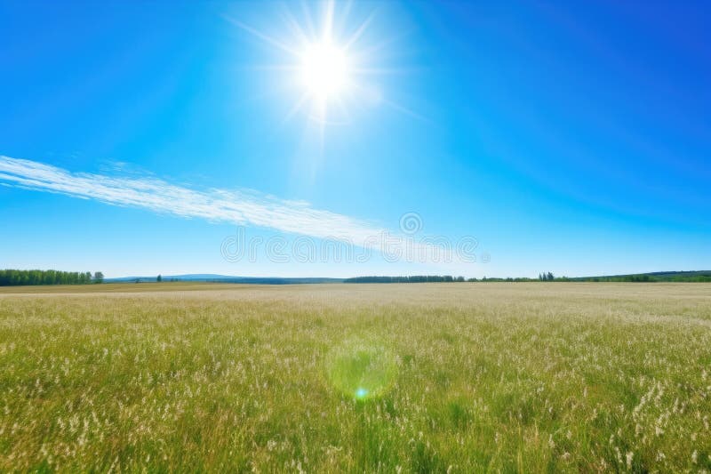 Clear Summer Sky with a Bright, High Noon Sun Stock Image - Image of ...