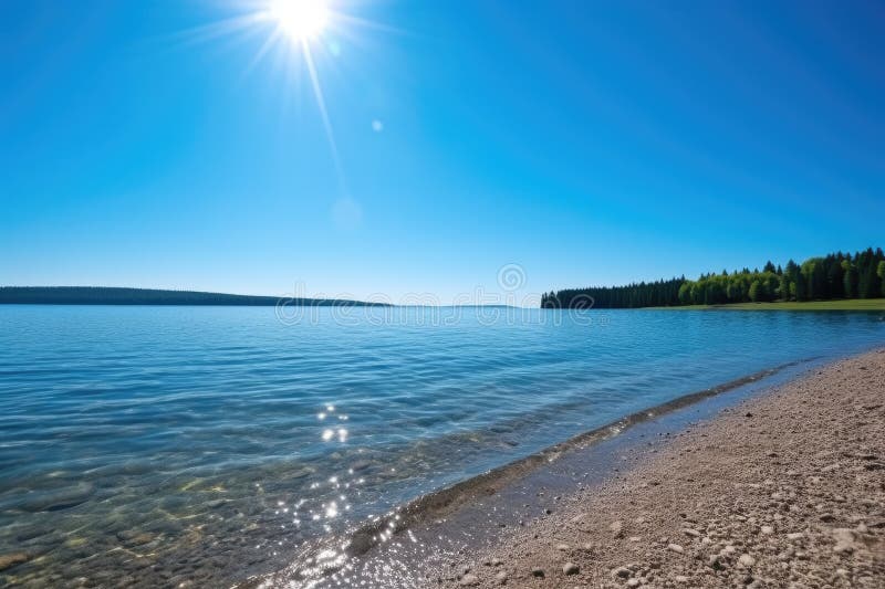 Clear Summer Sky with a Bright, High Noon Sun Stock Image - Image of ...