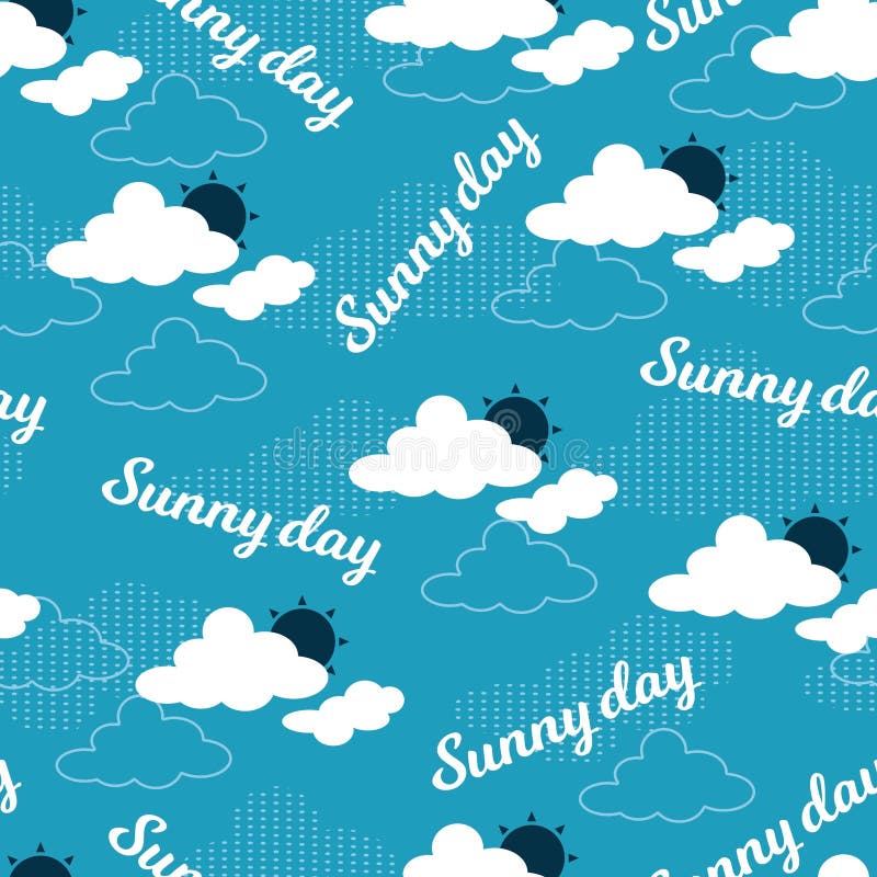Clear Sunny Day Skyline Vector Seamless Pattern Stock Vector ...
