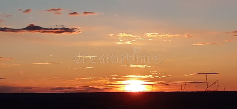 Clear Sky after Sunset at Dusk and Blue Hour with Airplane with ...