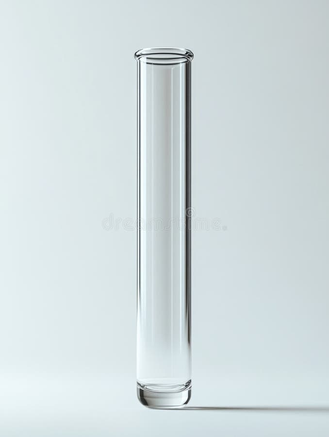 Clear Test Tube Standing Upright, Isolated on Light Background. Stock ...