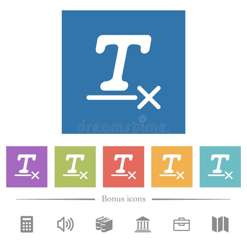 Clear Text Format Flat White Icons in Square Backgrounds Stock Vector ...
