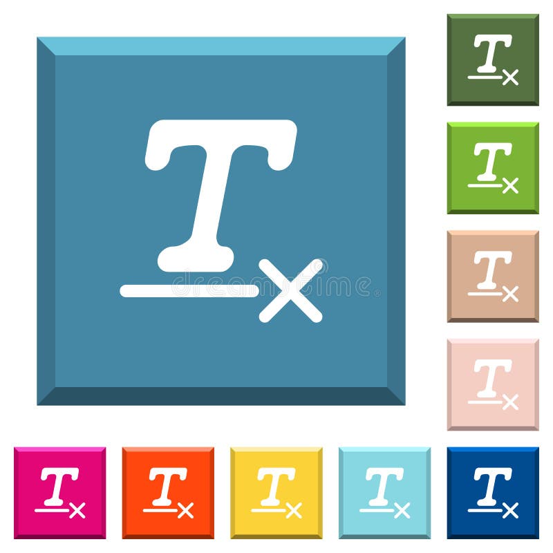 Clear Text Format White Icons on Edged Square Buttons Stock Vector ...