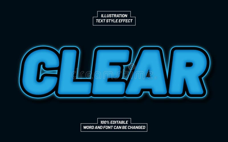 Clear Blue Text Style Effect Stock Vector - Illustration of flat, clear ...