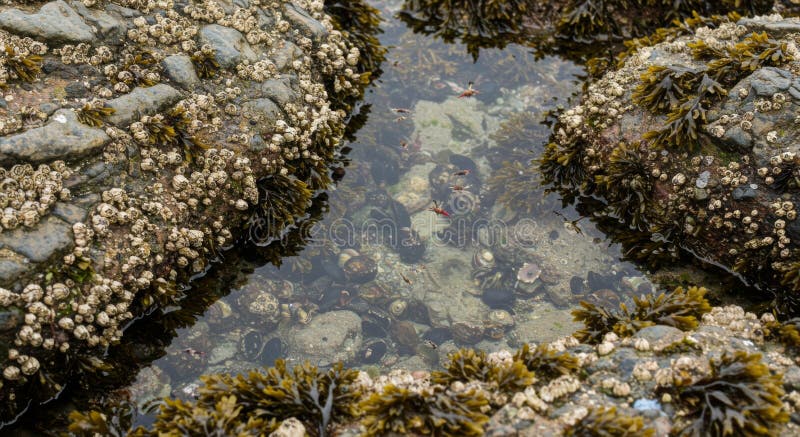Clear Tide Pool with Sea Life on Rocky Coast Stock Illustration ...