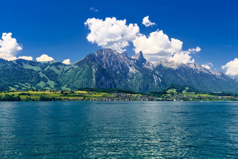 Clear Transparent Azure Lake Thun, Thunersee, Bern, Switzerland Stock ...