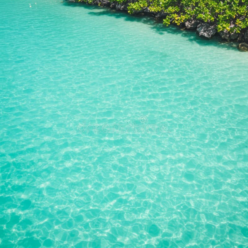 Clear Turquoise Water and Lush Green Shoreline Stock Illustration ...
