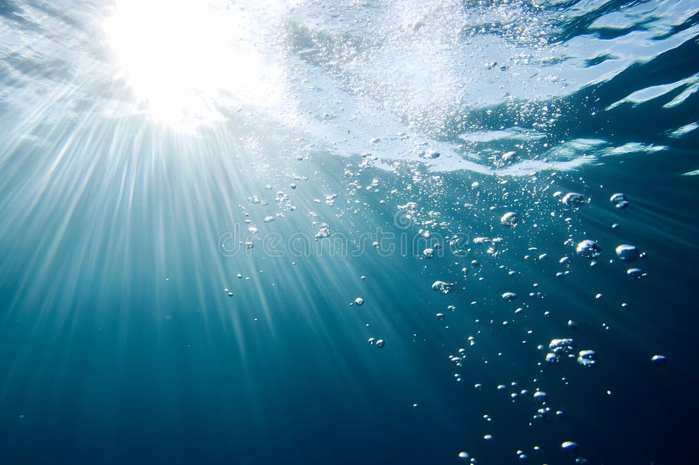 Clear Underwater Ocean View with Sunlight Filtering through Surface ...