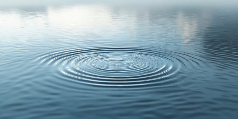 Clear, Undisturbed Water with Subtle, Circular Ripples Spreading from a ...