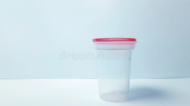 Clear Urine Collection Container with Secure Red Cap. Medical Specimen ...