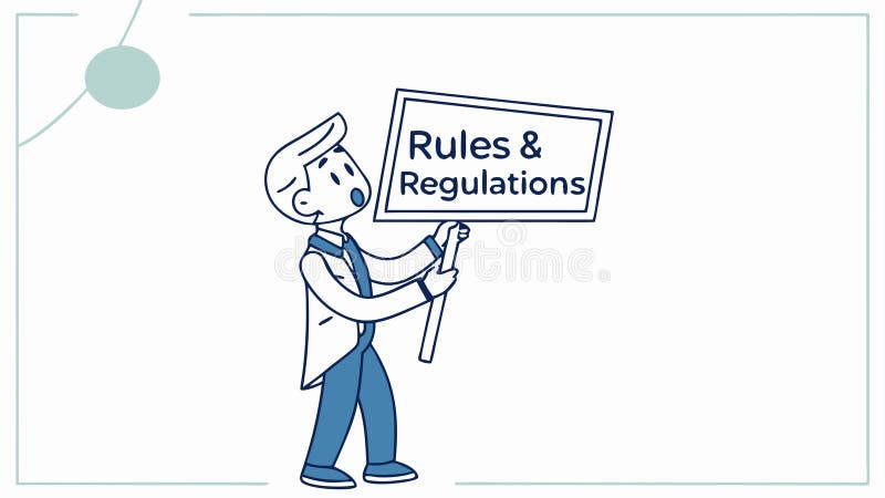 Person Holding Rules & Regulations Sign for Compliance, Vector Design ...