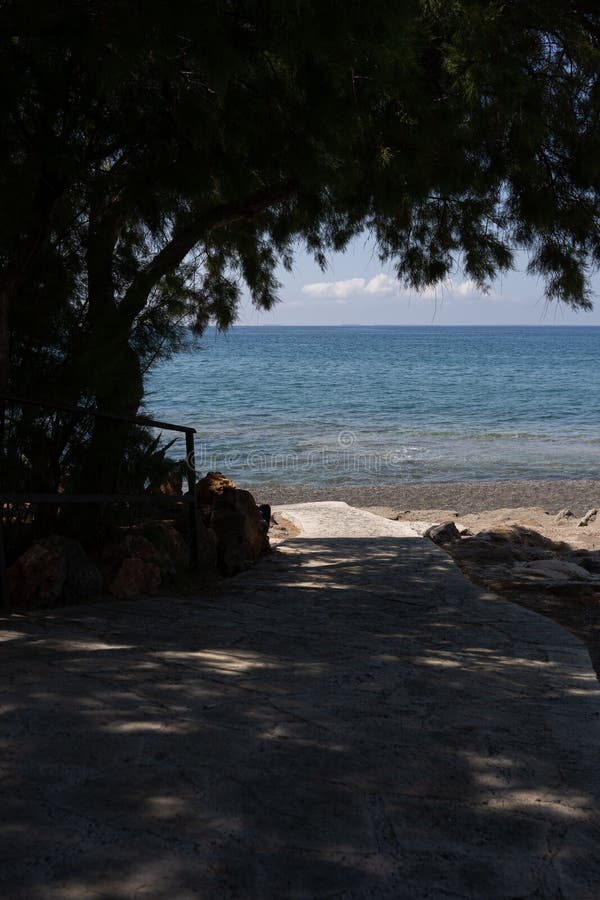 Clear Vertical View of the Calming Waters at the Beach from Under a ...
