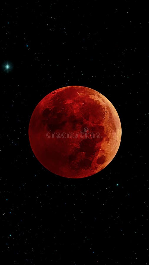 Clear Vertical View of the Lunar Eclipse in the Dark Sky - Red Moon ...