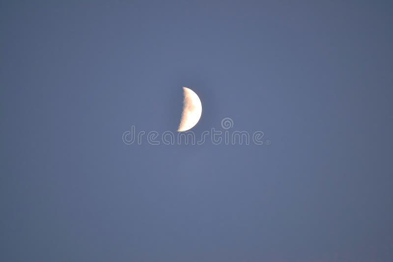 Half Moon Against Deep Blue Sky with Detailed Texture Stock Photo ...