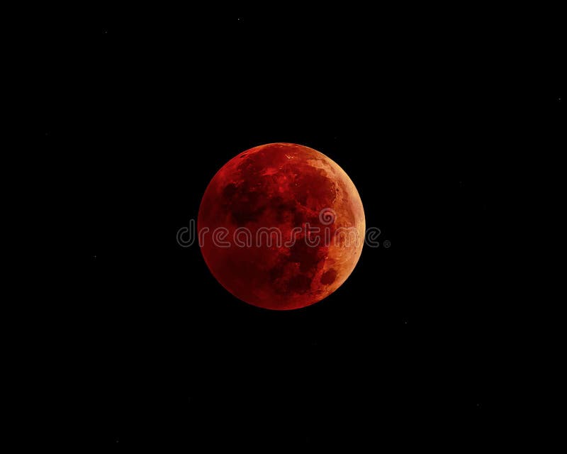 Clear View of the Lunar Eclipse in the Dark Sky - Red Moon Stock Photo ...