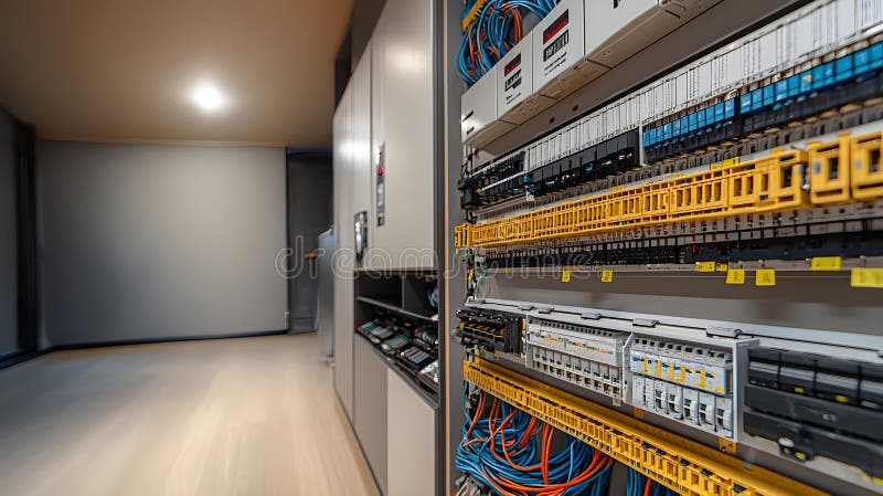Utility Room Featuring a Complex Electrical Panel and Organized Wiring ...
