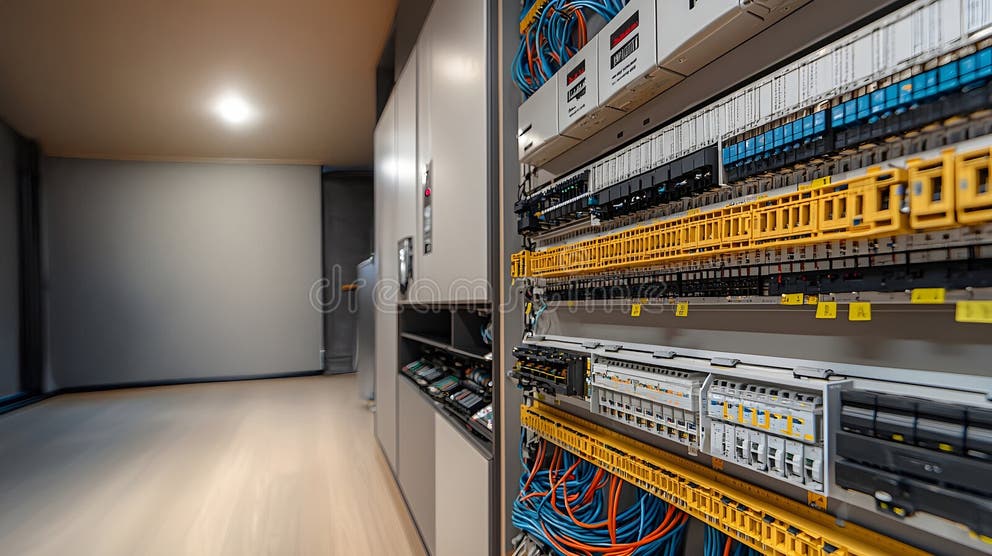 Utility Room Featuring a Complex Electrical Panel and Organized Wiring ...