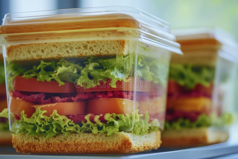A Clear View of a Sandwich Inside a Plastic Container Stock Photo ...