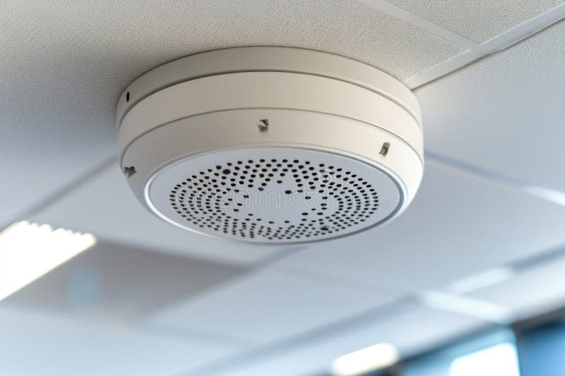 A Clear View of a Smoke Detector Installed on a Ceiling, Suitable for ...
