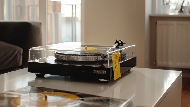 A Clear Vinyl Player with a Black Plastic Frame Was Placed on Top ...