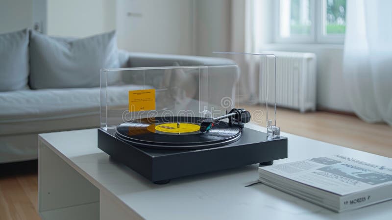 A Clear Vinyl Player with a Black Plastic Frame Was Placed on Top ...