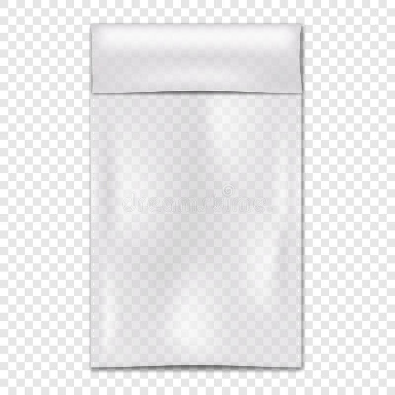 Clear Vinyl Pouch with Fold Top on Transparent Background Vector Mock ...