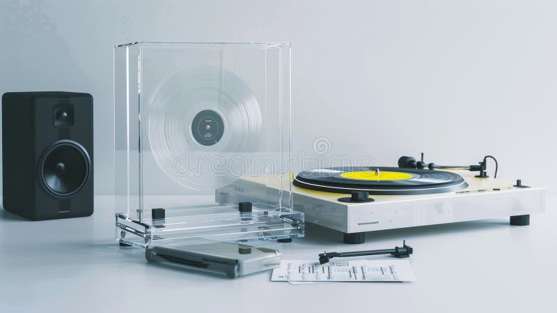 A Clear Vinyl Record Player Sat on Top of the Table Generated by AI ...