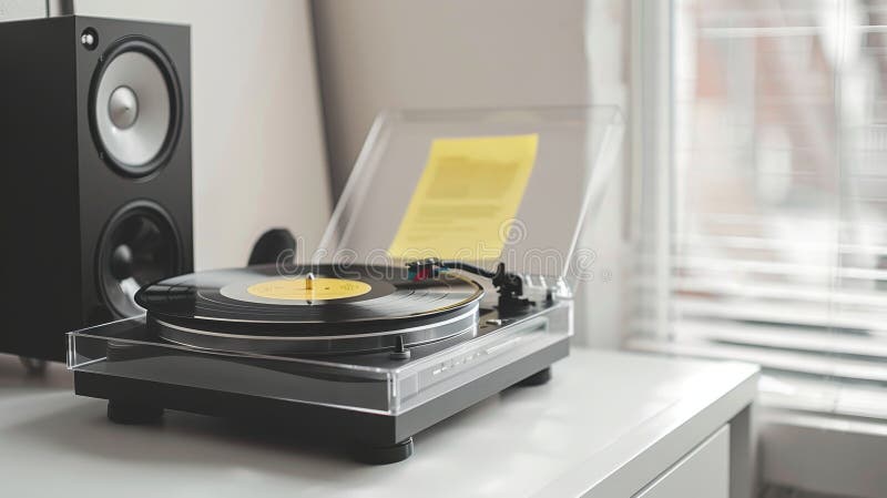 A Clear Vinyl Record Player Sat on Top of the Table Generated by AI ...