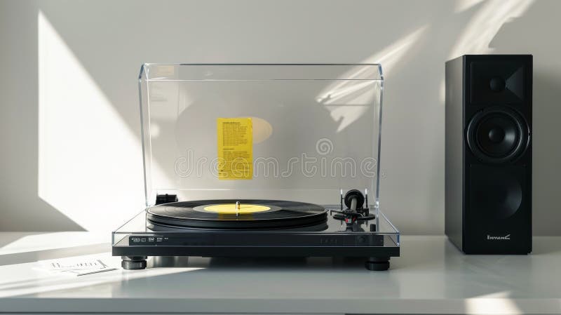 A Clear Vinyl Record Player Sat on Top of the Table Generated by AI ...
