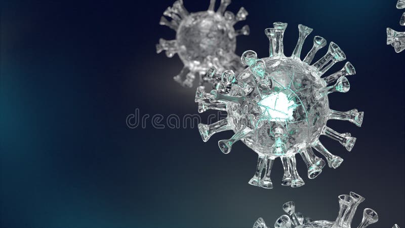 Clear Virus in Black Background for Coronavirus Content 3d Rendering ...