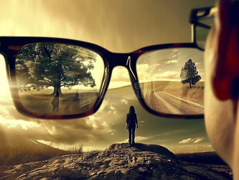 Clear Vision through Glasses Sharp View Over Blurry Background ...