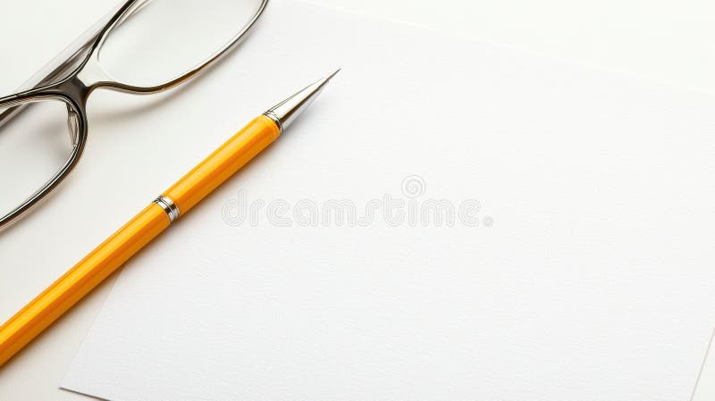 Clear Vision, Productive Writing, Glasses and Pen on Pristine White ...