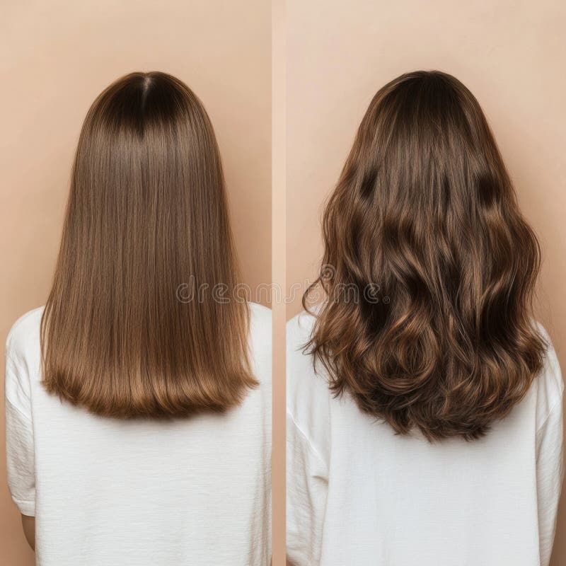 Comparison of Hair Transformation Showcasing Thin and Thick Styles for ...