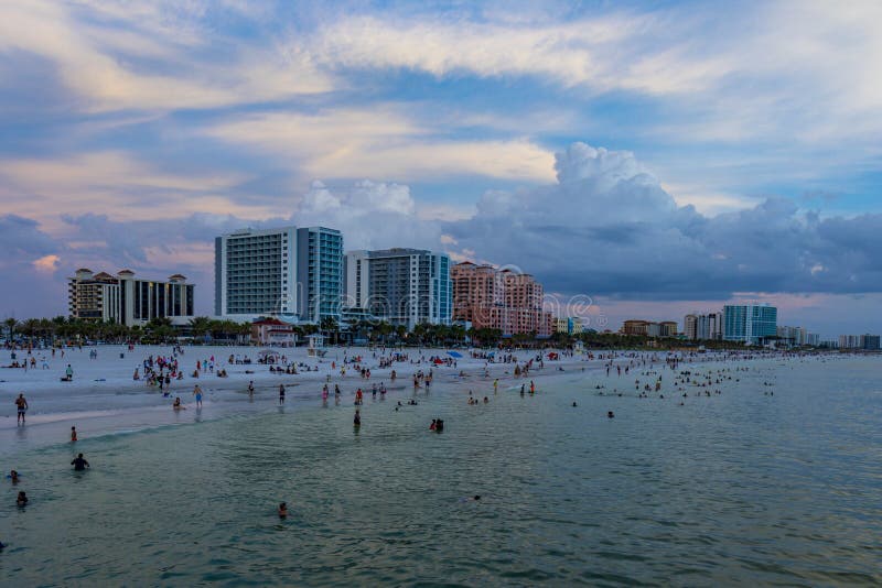 Clear Water Beach Florida Skyline at Sunset. Clearwater Editorial Stock ...