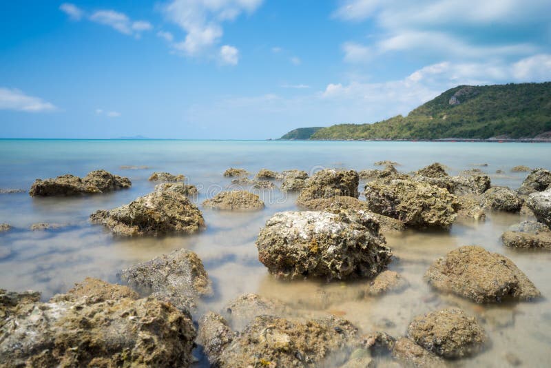Clear Water Beach with Rock Stock Photo - Image of beach, island: 164788228