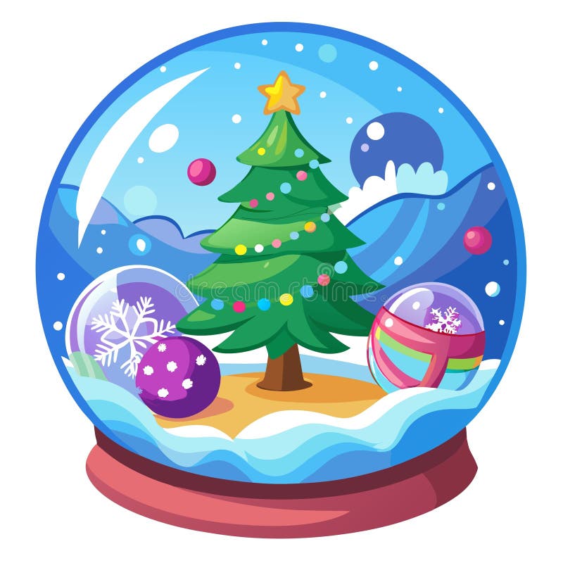 Clear Water Bubble with Festive Christmas Tree in it. Stock Vector ...