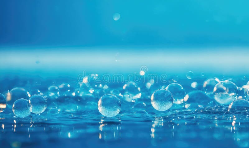 Clear Water Bubbles Float on the Surface of a Calm Blue Pool Stock ...