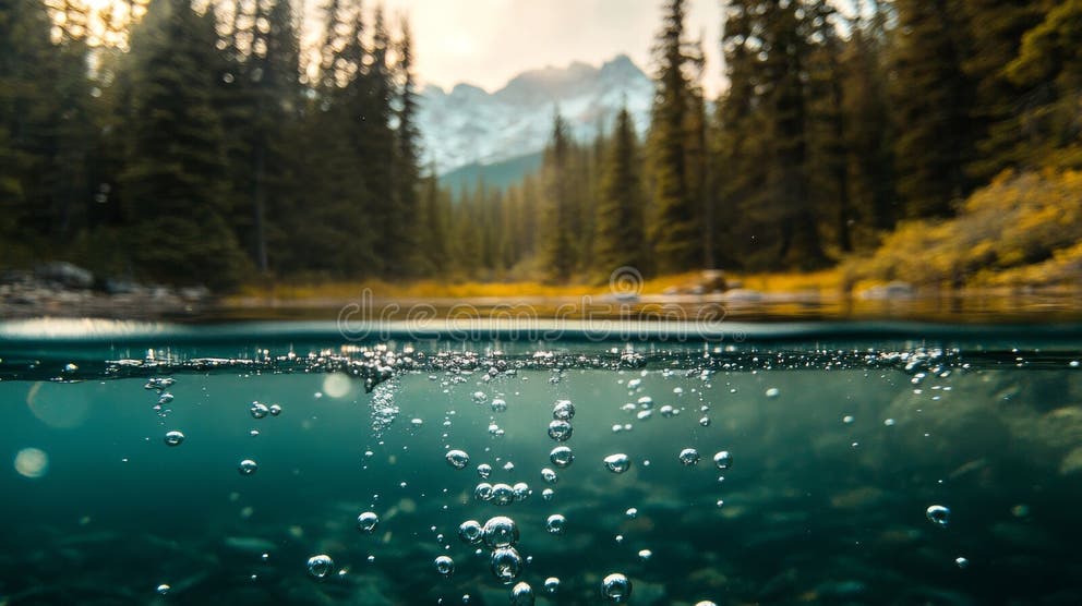 Clear Water Bubbles Rising in Streams Provide a Captivating View for a ...