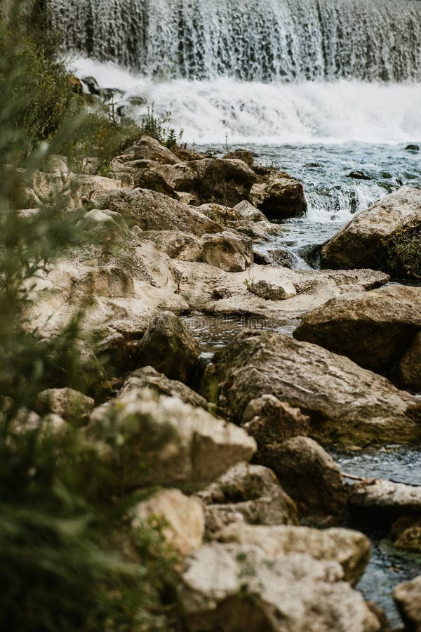 Water Cascades Over Rock Shelf in the Tuolmne RIver Stock Photo - Image ...