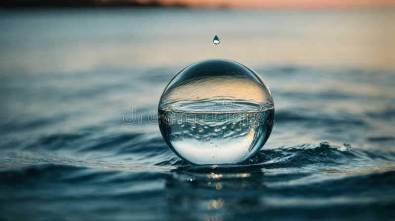 Clear Water Drop with Circular Waves Stock Illustration - Illustration ...