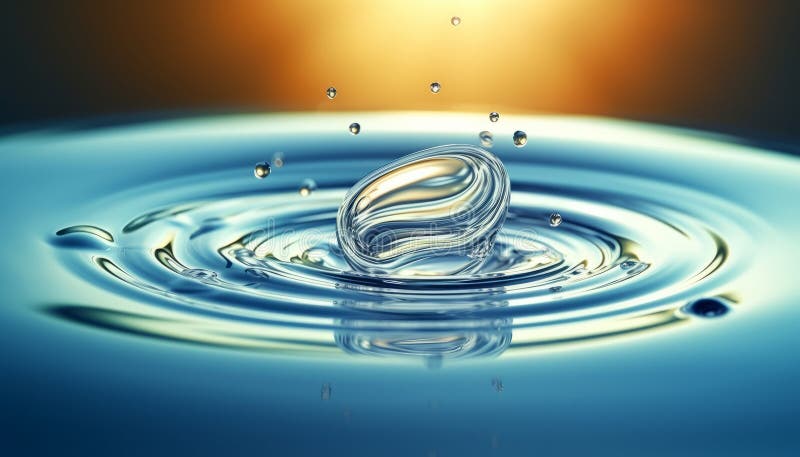 Clear Water Drop with Circular Waves Stock Illustration - Illustration ...
