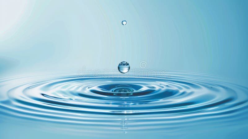 Clear Water Drop with Circular Waves, Rain Drops Falling on Smooth ...