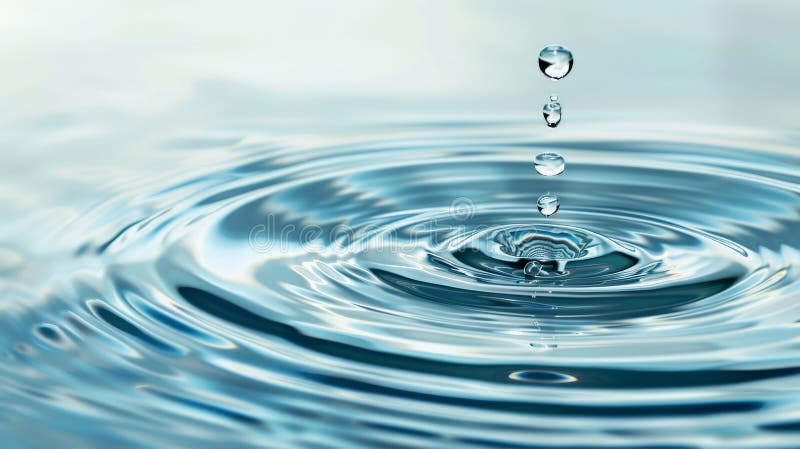 Clear Water Drop with Circular Waves, Rain Drops Falling on Smooth ...