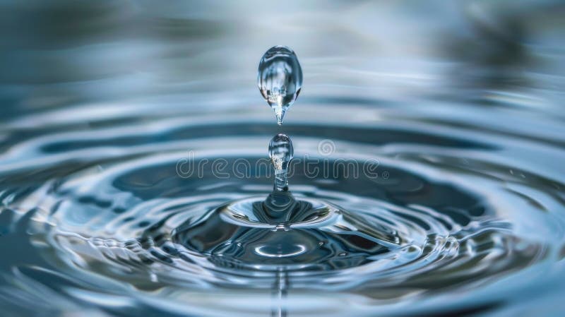 Clear Water Drop with Circular Waves, Rain Drops Falling on Smooth ...