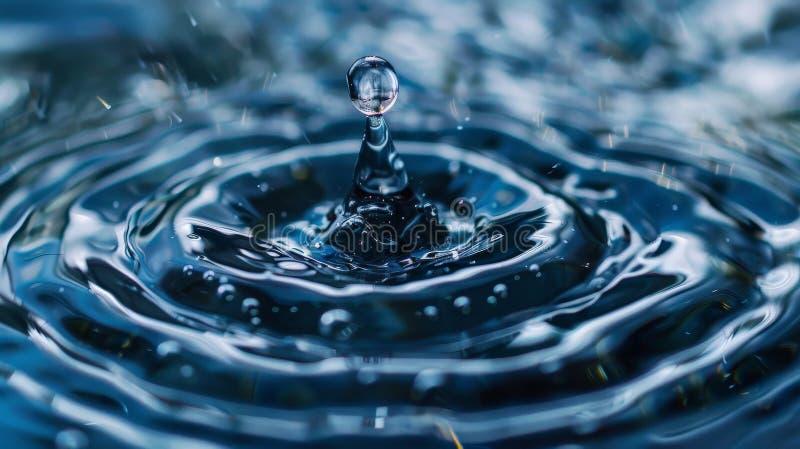 Clear Water Drop with Circular Waves, Rain Drops Falling on Smooth ...