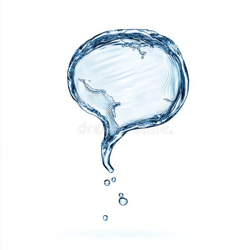 A Clear Water Drop Forms a Speech Bubble, Symbolizing Communication and ...