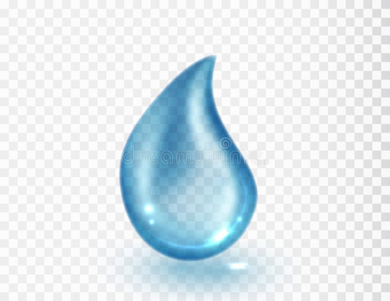 Clear Water Drop Isolated on Transparent Background. Vector Realistic ...