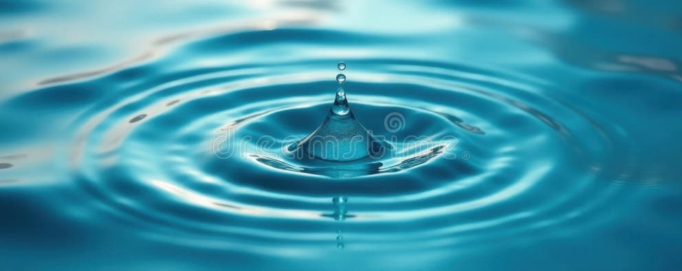 Clear Water Drop on Ocean Surface with Ripples, Ocean Surface, Water ...